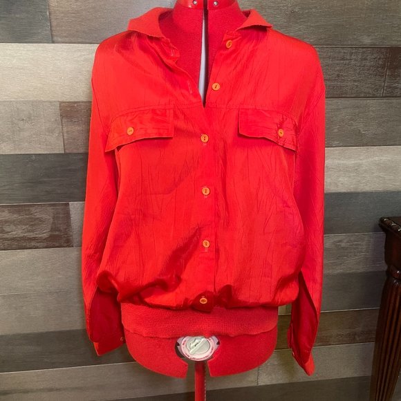 Rhoda Lee | Tops | Rhoda Lee Women Red Long Sleeve Button Down Blouse ...